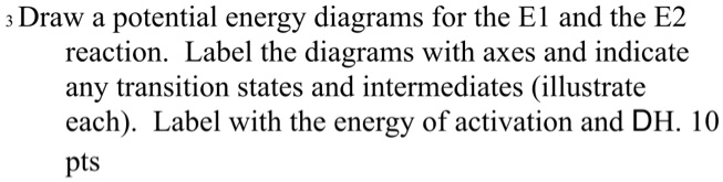 SOLVED: Draw potential energy diagrams for the El and the E2 reaction ...