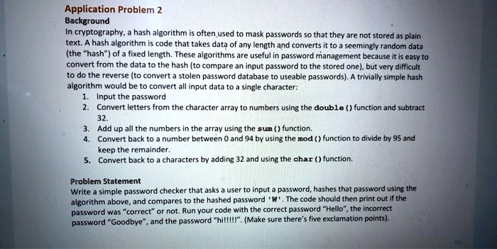 Application Problem 2 Background In Cryptography A Hash Algorithm Is 9442