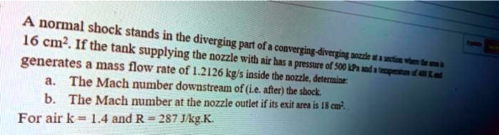 A normal shock stands in the diverging part of a converging-diverging ...