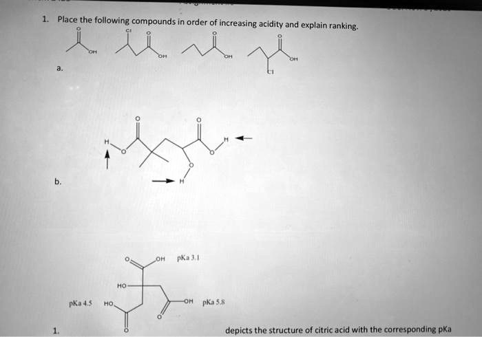 SOLVED:Place the following compounds in ordere of increasing acidity ...