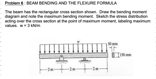 SOLVED: Problem 6 : BEAM BENDING AND THE FLEXURE FORMULA The beam has the rectangular cross ...