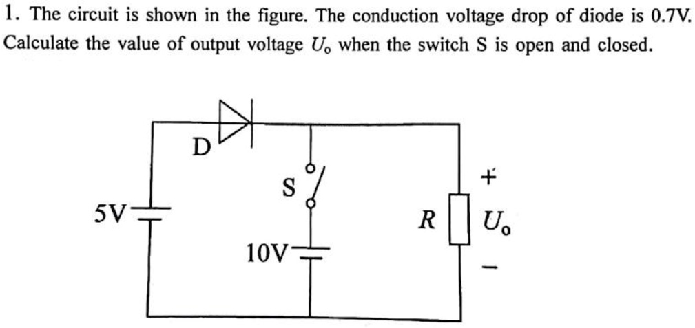 SOLVED: The conduction voltage drop of the diode is 0.7V. Calculate the value of the output ...