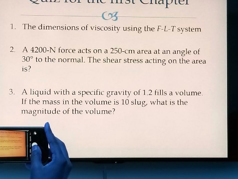 The dimensions of viscosity using the F-L-T system.