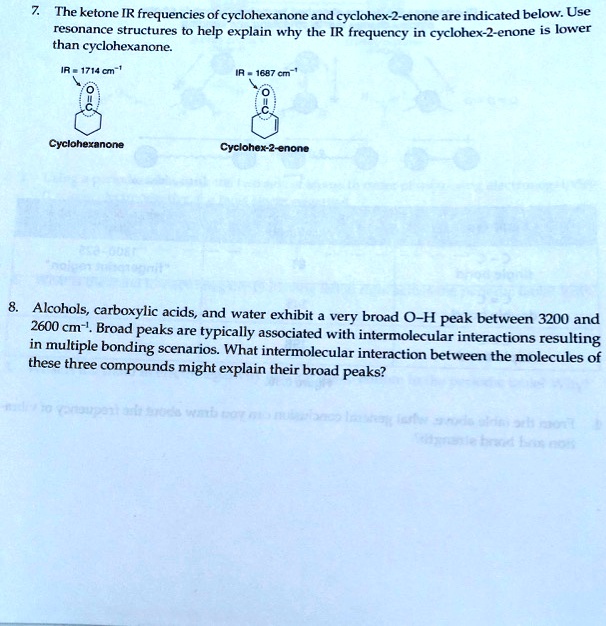 SOLVED: The ketone IR frequencies of cyclohexanone and cyclohex-2-enone ...