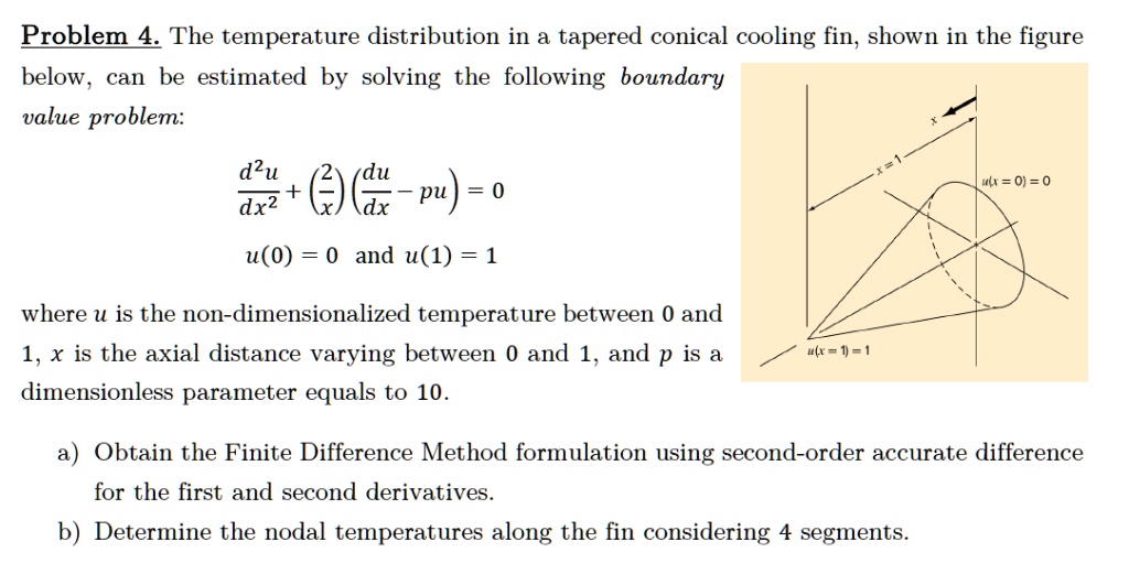 Problem 4 The temperature distribution in a tapered conical cooling fin ...