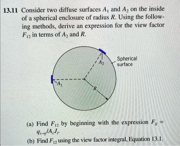 SOLVED: 13.11 Consider two diffuse surfaces A and A', on the inside of ...