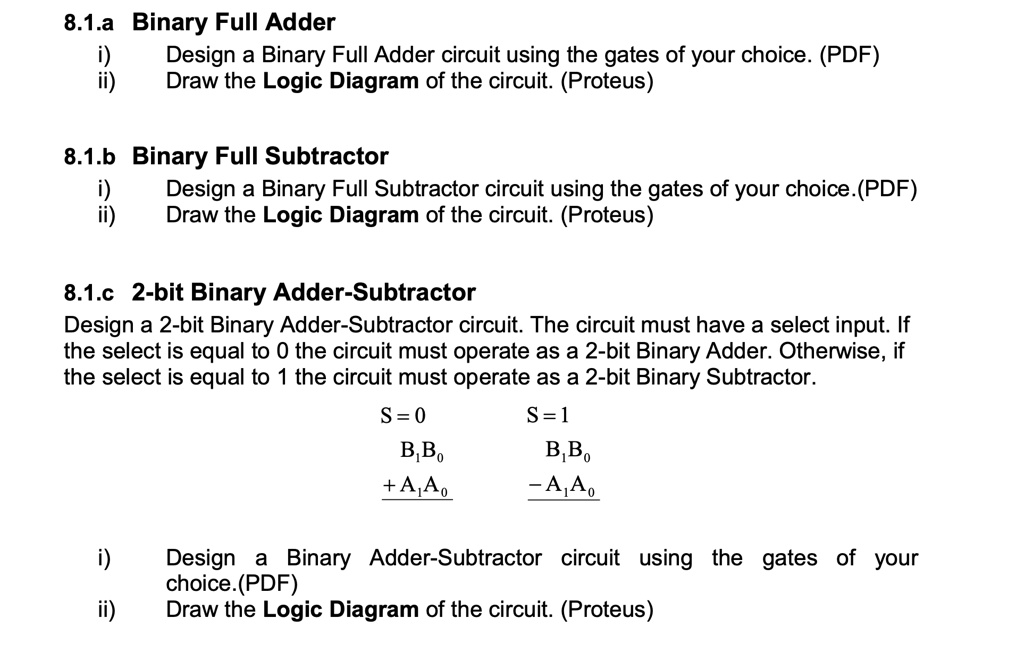 81a Binary Full Adder I Design A Binary Full Adder Circuit Using The Gates Of Your Choice
