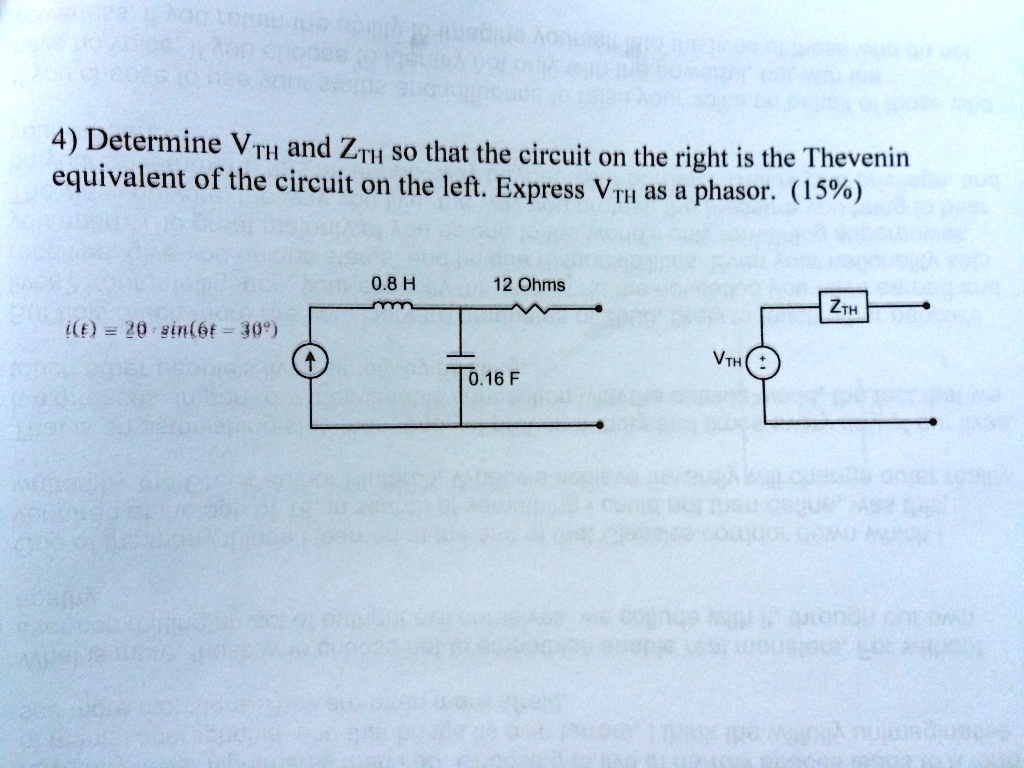 SOLVED: Determine the Vth and Zth so that the circuit on the right is the Thevenin equivalent of ...