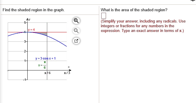 SOLVED:Find the shaded region in the graph What is the area of the ...