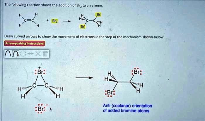 The following reaction shows the addition of Br? to an alkene. Br H H C Br? H H HC CH H H H Br ...
