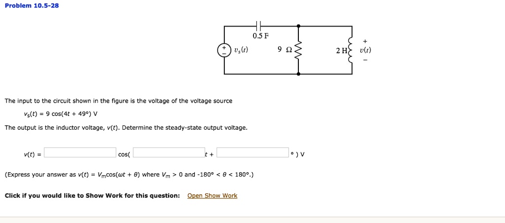 SOLVED: Problem 10.5-28 v(t The input to the circuit shown in the figure is the voltage of the ...