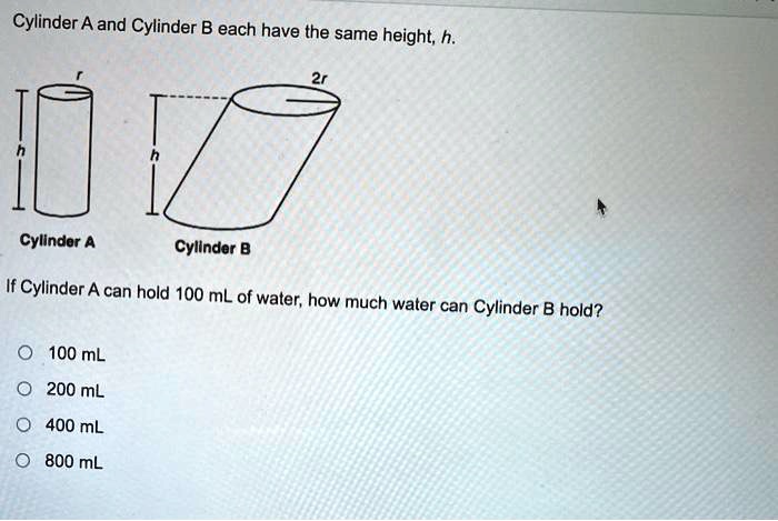 SOLVED: Cylinder A and Cylinder B each have the same height; h ...