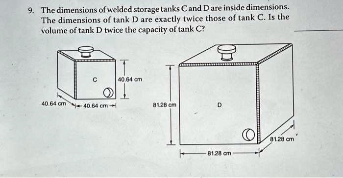 SOLVED: 9. The dimensions of welded storage tanks C and D are inside ...
