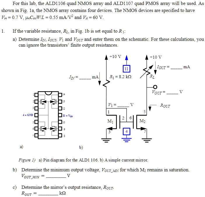 SOLVED: For this lab, the ALD1106 quad NMOS array and ALD1107 quad PMOS ...
