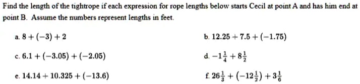 Find the length of the tightrope if each expression for rope lengths ...