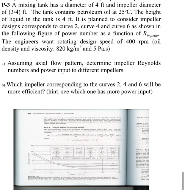 [GET ANSWER] P-3 A mixing tank has a diameter of 4 ft and impeller ...