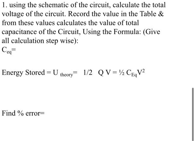 SOLVED: Using the schematic of the circuit, calculate the total voltage ...