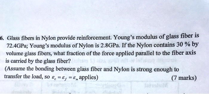 6. Glass fibers in Nylon provide reinforcement. Young's modulus of ...