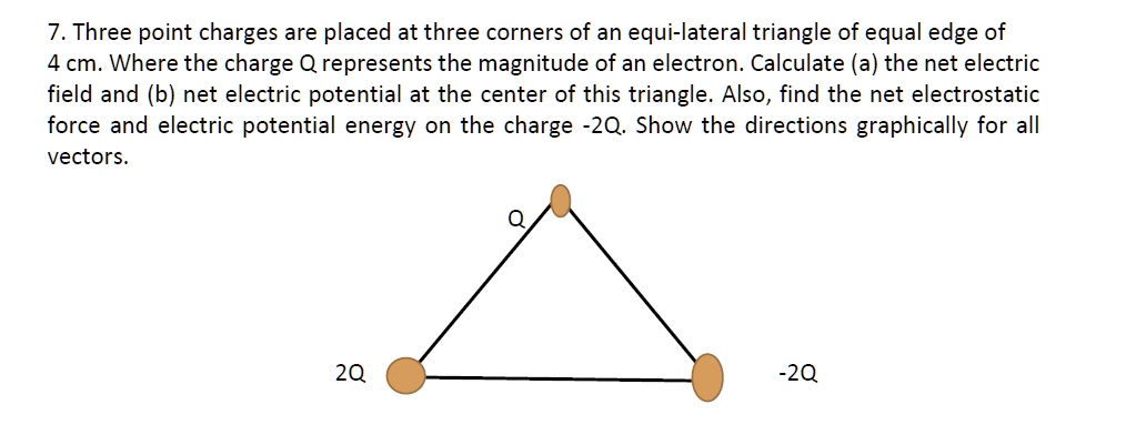 SOLVED: 7. Three point charges are placed at three corners of an equi ...