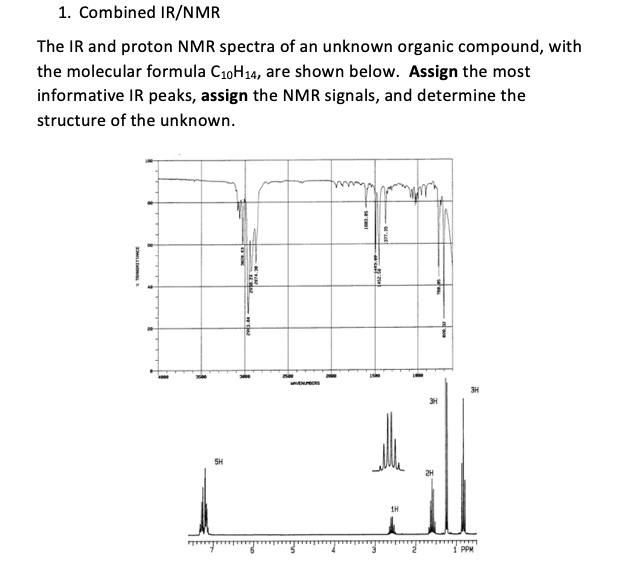 1. Combined IR/NMR The IR and proton NMR spectra of an...