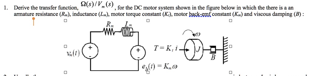 1. Derive the transfer function, Ω(s)/Vm(s), for the DC motor system ...