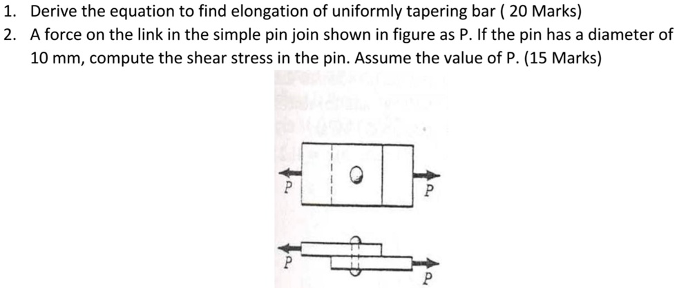 SOLVED: 1. Derive the eguation to find elongation of uniformly tapering ...