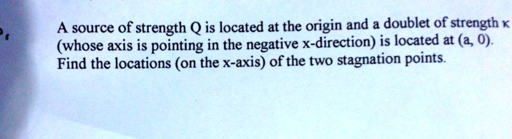 SOLVED: A source of strength Q is located at the origin and a doublet ...
