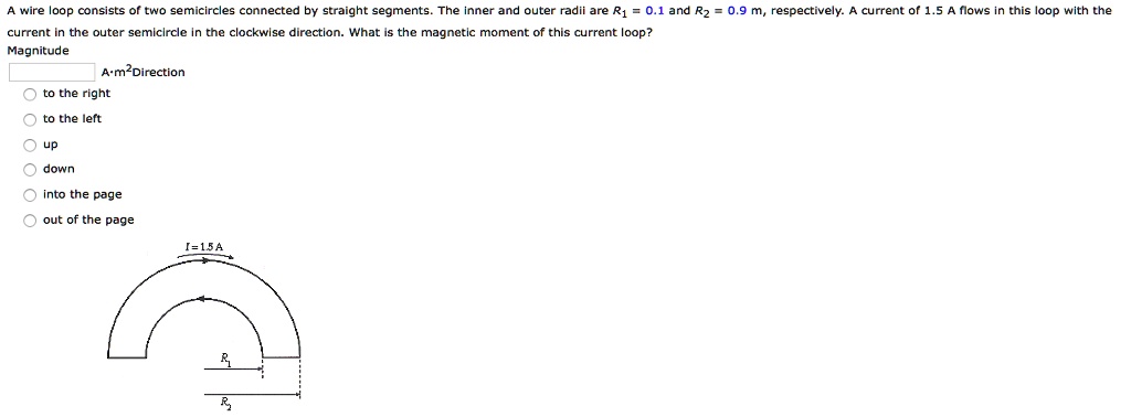 A wire loop consists of two semicircles connected by straight segments. The inner and outer ...