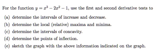 SOLVED: For the function =2 222 1, use the first and second derivative ...