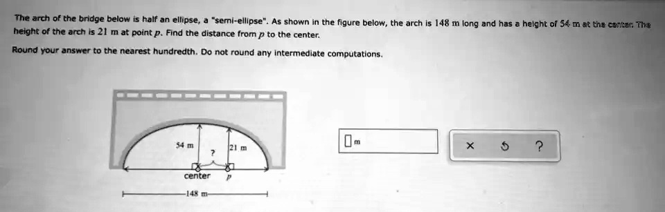 SOLVED: The arch of the bridge below is half an ellipse, "semi-ellipse ...