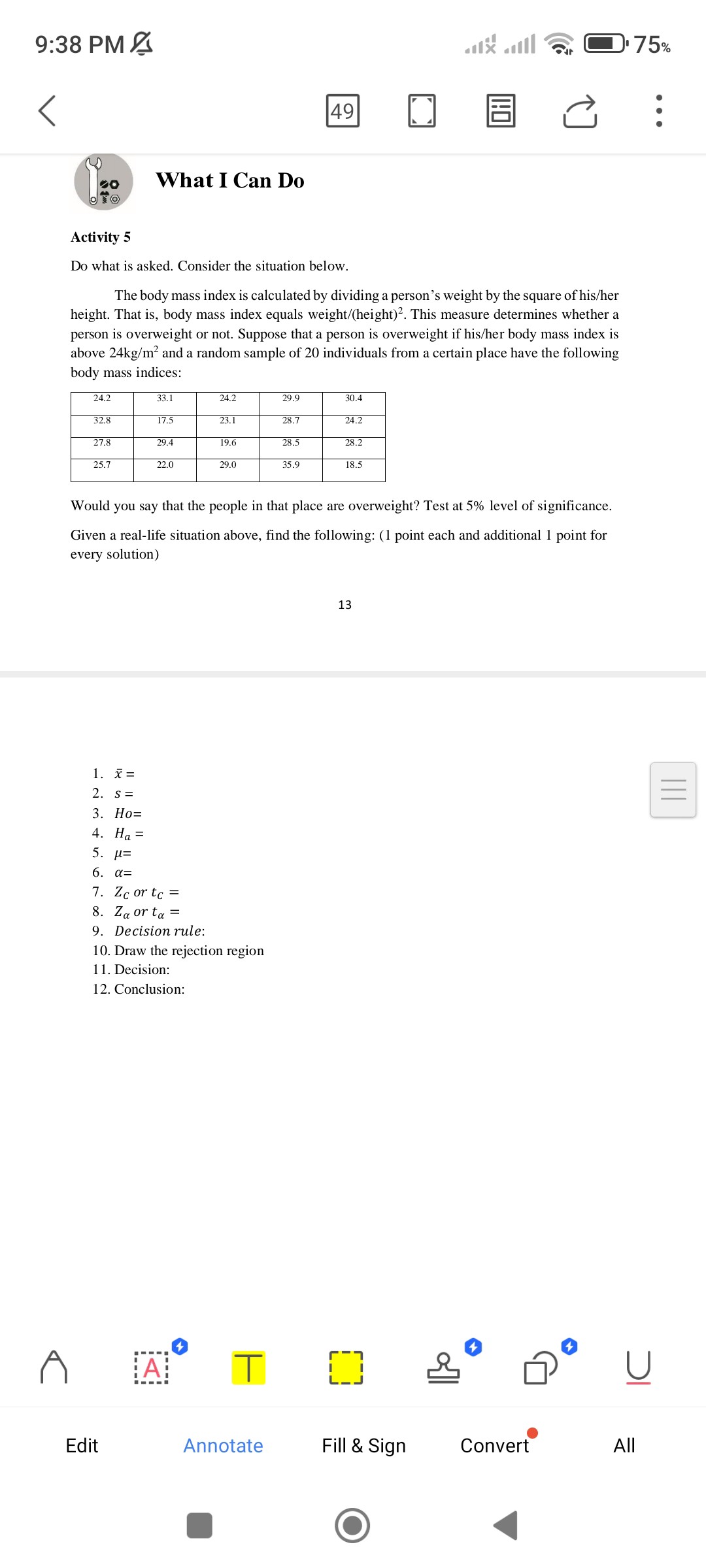 SOLVED: 9:38 PM &S . 49 What I Can Do Activity 5 Do what is asked ...