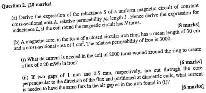 SOLVED: Question 2. [20 marks] a) Derive the expression of the ...