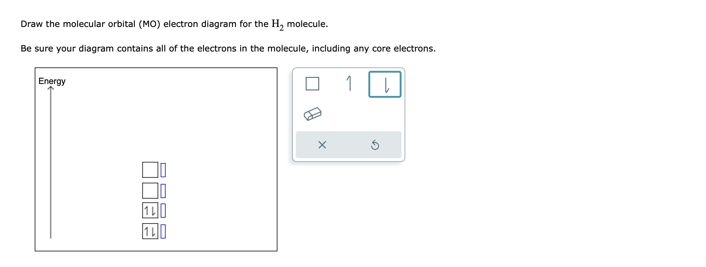 SOLVED: Draw the molecular orbital (MO) electron diagram for the H2 ...