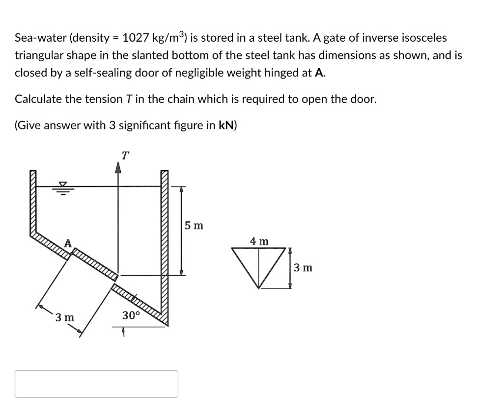 SOLVED: Sea-water (density = 1027 kg/m3) is stored in a steel tank. A ...