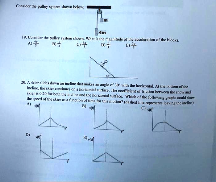 SOLVED: Consider the pulley system shown below: 14m 19.Consider the ...