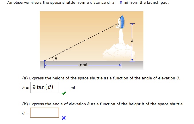 an observer views the space shuttle from distance of x from the launch ...