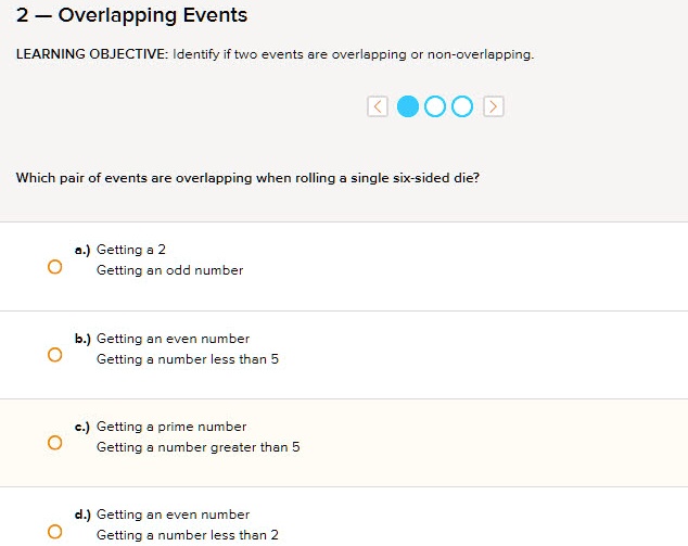 Solved 2 Overlapping Events Learning Objective Identify Two Events Are Overlapping Non