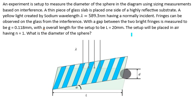 SOLVED: An experiment is setup to measure the diameter of the sphere in ...