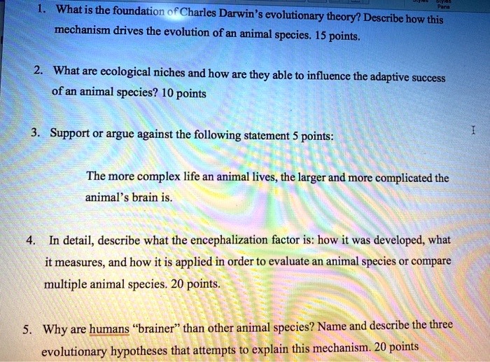 what is the foundation of charles darwin evolutionary theory describe ...