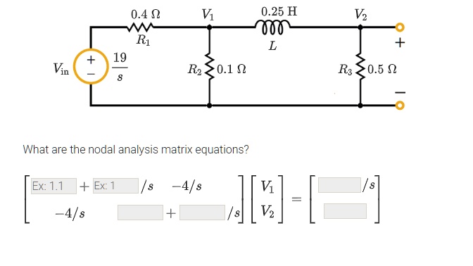 04 v1 025 h v2 r1 l 19 vin r2 01 r3 05 s what are the nodal analysis ...