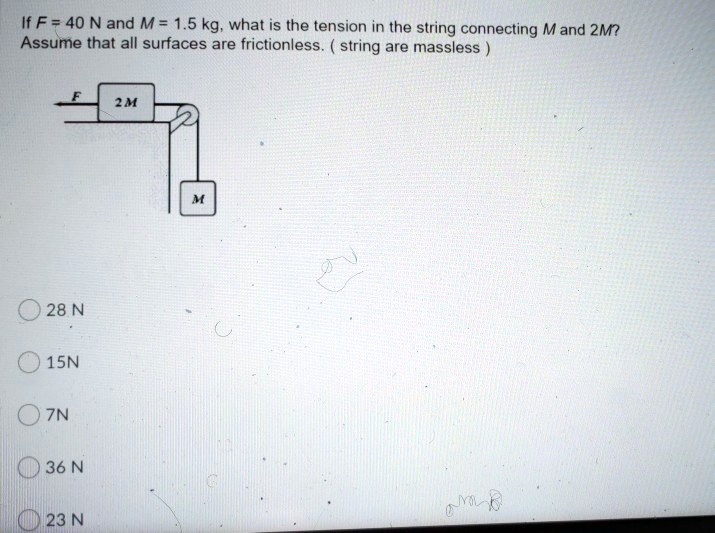 if f 40 n and m 15 kg what the tension in the string connecting m and ...