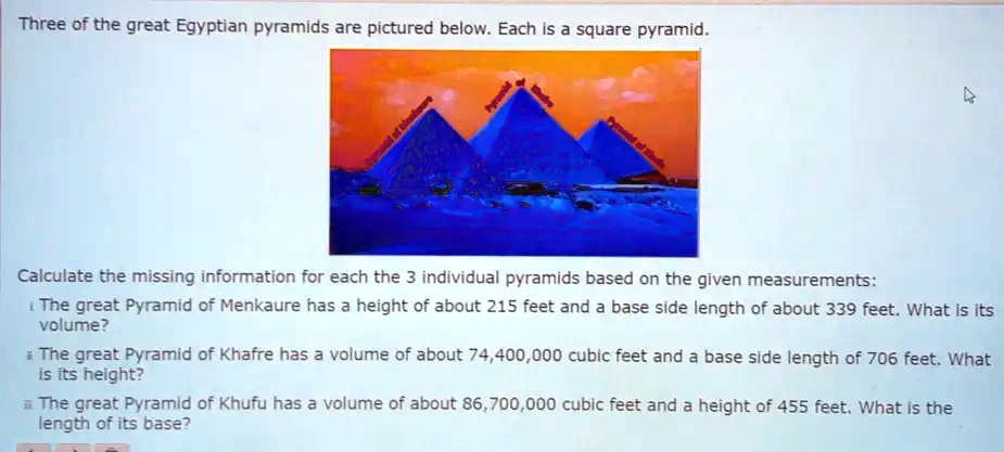 three of the great egyptian pyramids are pictured below each is a ...