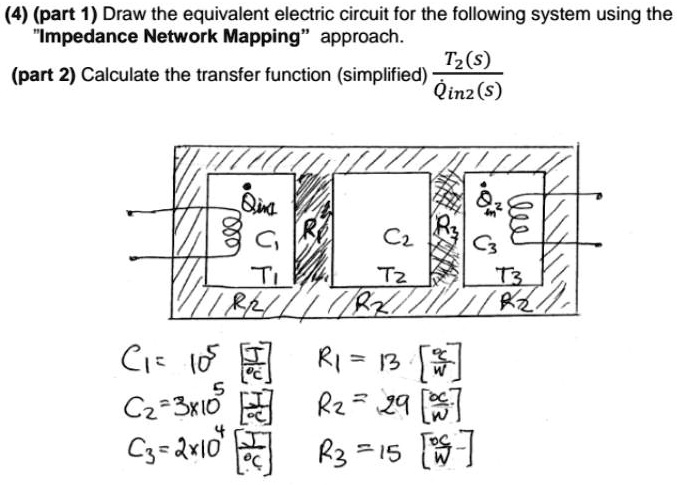 SOLVED: (4) (part 1) Draw the equivalent electric circuit for the ...