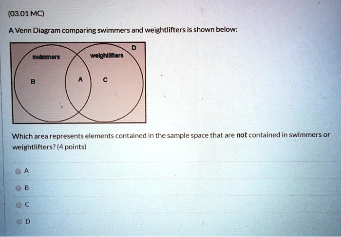 A Venn Diagram comparing swimmers and weightlifters is shown...