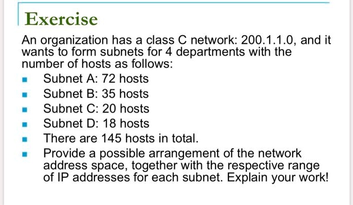 SOLVED: Solve the question Exercise An organization has a class C ...