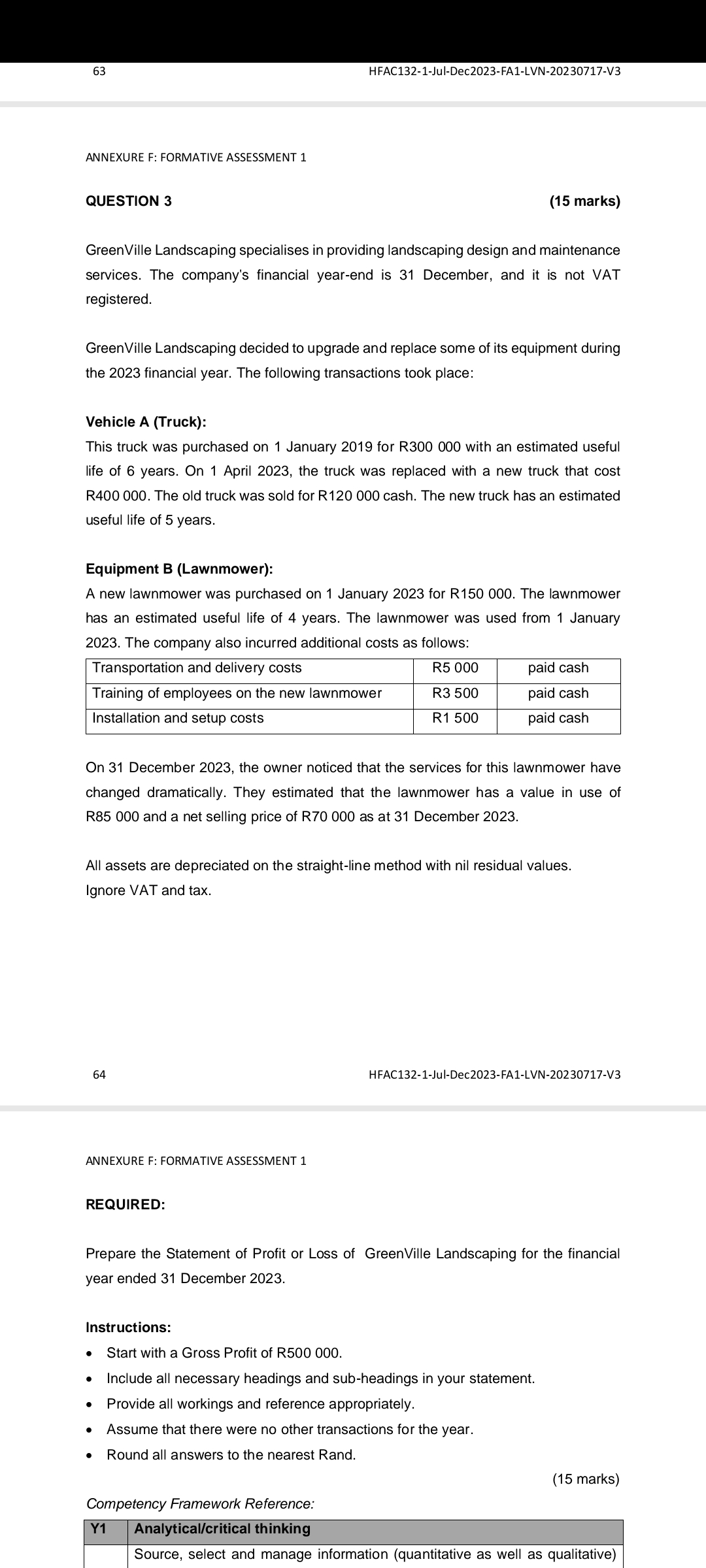 SOLVED: 63 HFAC132-1-Jul-Dec2023-FA1-LVN-20230717-V3 ANNEXURE F ...
