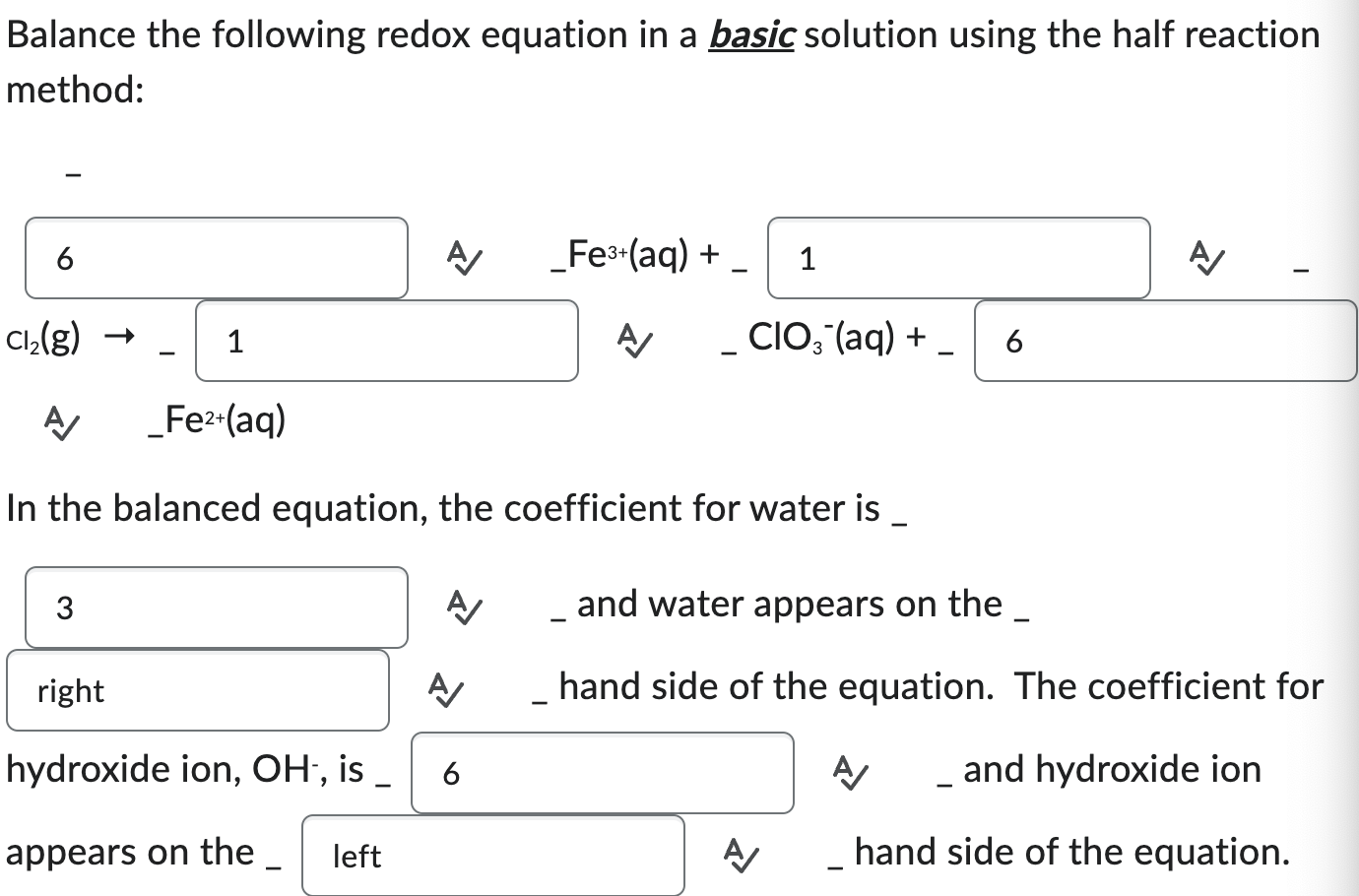 SOLVED: Balance the following redox equation in a basic solution using the half reaction method ...