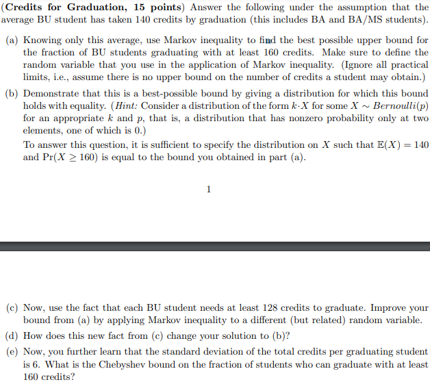 SOLVED: (Credits for Graduation, 15 points) Answer the following under ...