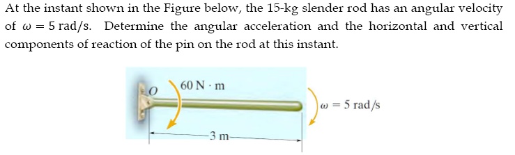 At the instant shown in the Figure below, the 15-kg slender rod has an angular velocity of ω = 5 ...