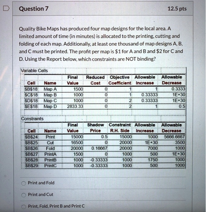 question 7 125 pts quality bike maps has produced four map designs for ...